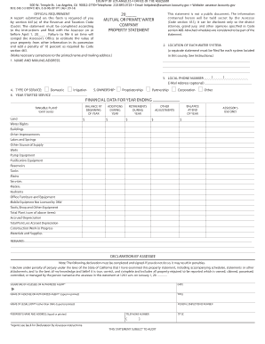 Fillable Online assessor lacounty Mutual or Private Water Company ...