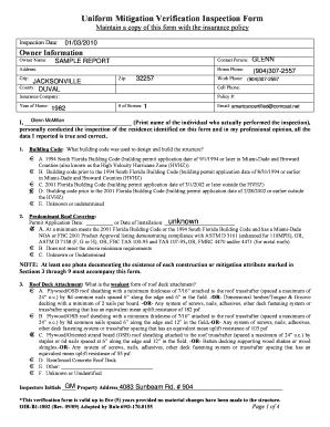 Fillable Online Uniform Mitigation Verification Inspection Form ...