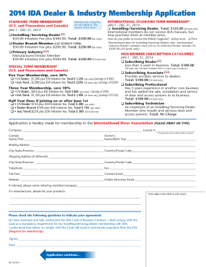 Fillable Online doors Membership Application English - International ...