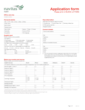 Fillable Online Application form - Navitas English Fax Email Print ...