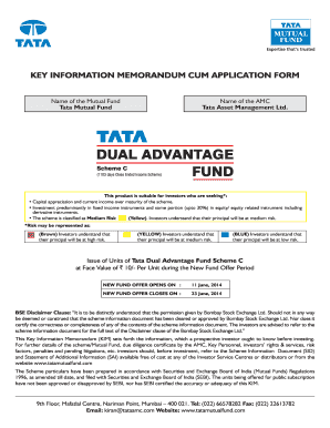 Fillable Online KEY INFORMATION MEMORANDUM CUM APPLICATION FORM Name of ...