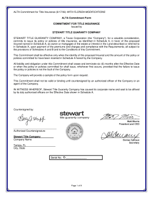 Fillable Online STEWART TITLE GUARANTY COMPANY, a Texas Corporation ...