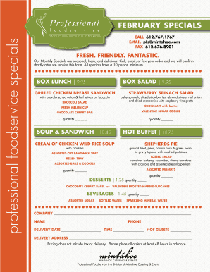 Fillable Online FEBRUARY SPECIALS Fax Email Print - pdfFiller