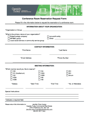 Fillable Online Please fill in the information below to request the reservation of a conference ...