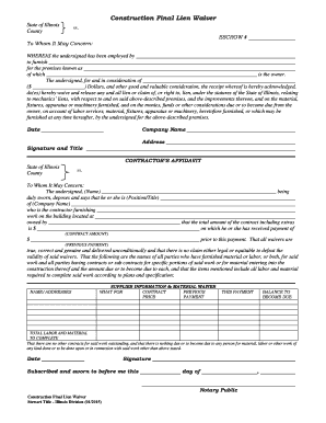 Fillable Online Construction Final Lien Waver (4) Fax Email Print ...