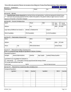 Fillable Online tdi texas Texas Standard Prior Authorization Request ...