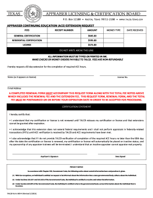 Fillable Online talcb texas TEXAS APPRAISER LICENSING & CERTIFICATION ...