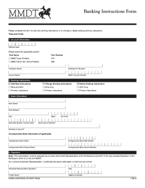 Fillable Online Banking Instructions Form - MyMMDT Fax Email Print ...