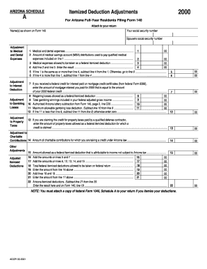 Fillable Online azdor ARIZONA SCHEDULE Fax Email Print - pdfFiller