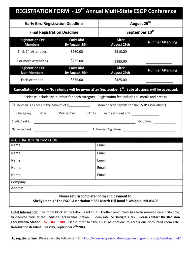 Fillable Online esopassociation 2014 Multi-State Printable Registration ...