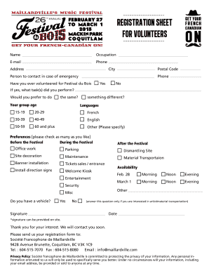 Fillable Online festivaldubois Maillardville s Music Festival ...