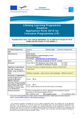 Fillable Online ERASMUS Intensive Programmes Lifelong Learning ...