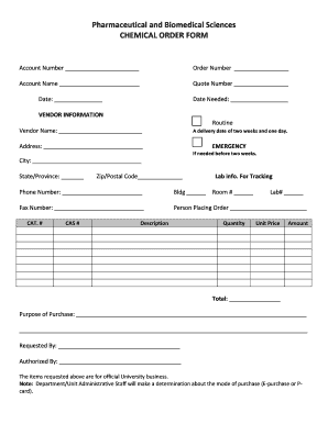 Fillable Online pbs rx uga Chemical Order Form - University of Georgia ...