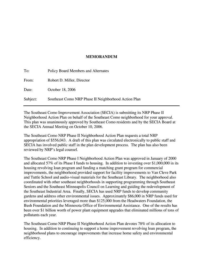 Fillable Online Southeast Como NRP Phase II Neighborhood Action Plan ...