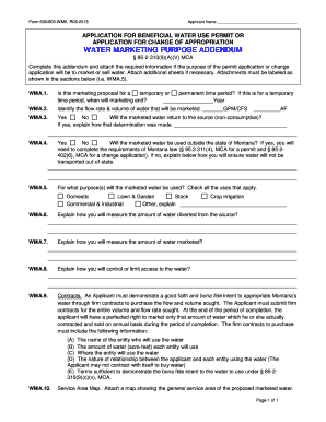 Fillable Online dnrc mt Form 600/606-WMA R06-2015 Applicant Name ...