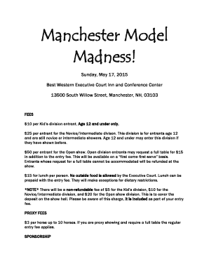 Fillable Online Manchester Model Madness - RegionXNation Fax Email ...