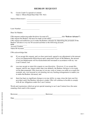 Fillable Online REDRAW REQUEST - Circle Fax Email Print - pdfFiller