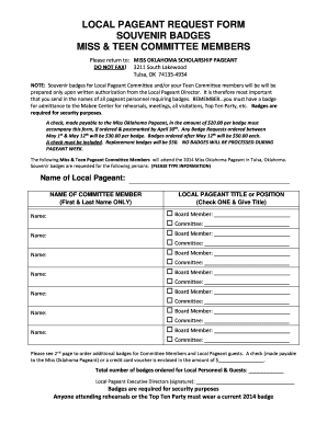Fillable Online missoklahoma LOCAL PAGEANT REQUEST FORM Fax Email Print ...
