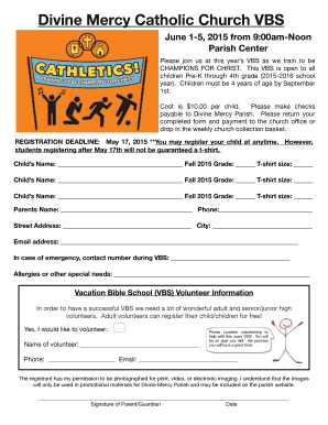 Fillable Online divinemercyks VBS Registration Form - Cathletics ...