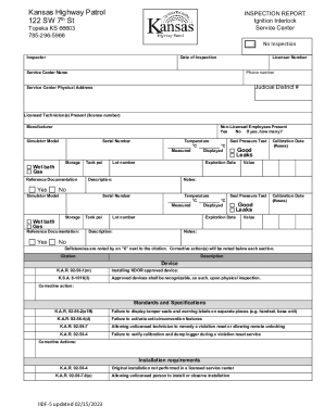 Fillable Online Ignition Interlock Inspection Report 2023 - Kansas ...