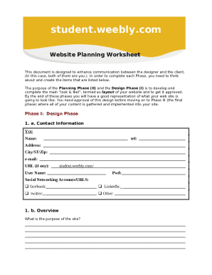 Website Planning Worksheet Doc Template | pdfFiller