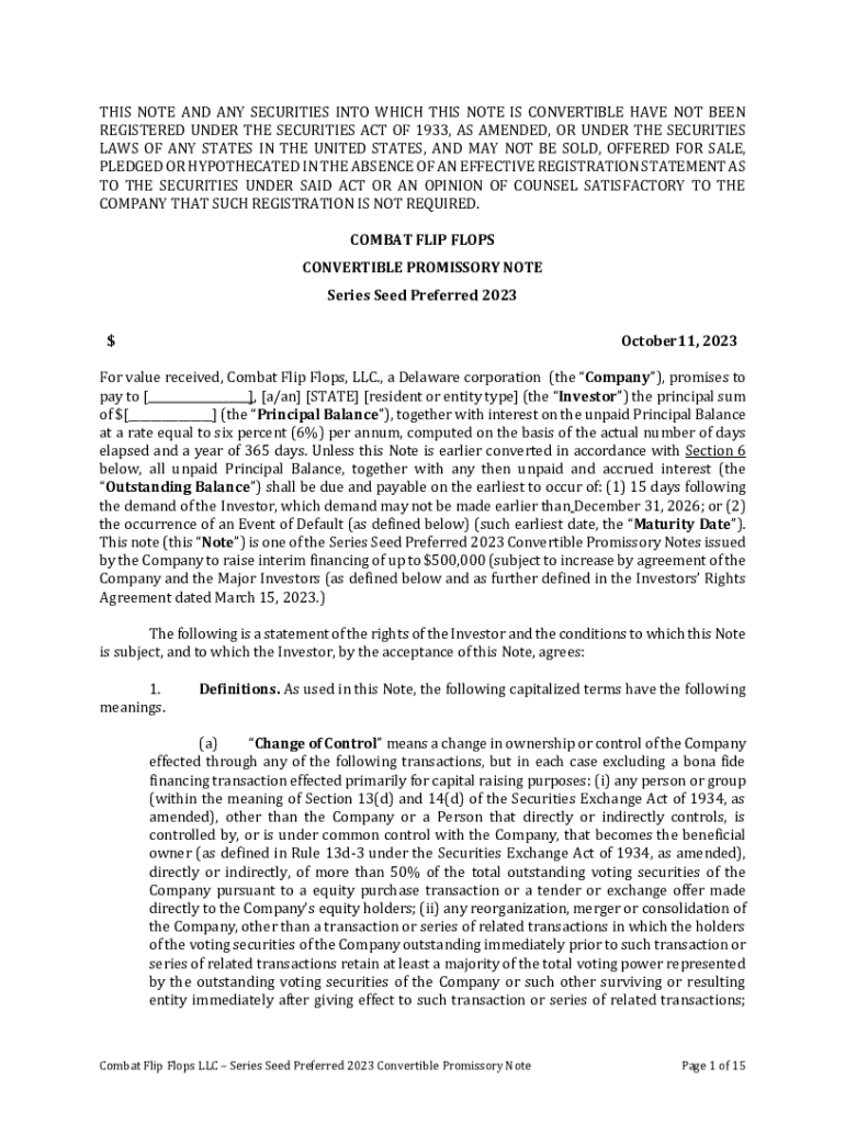 Fillable Online D3 Convertible Note Template.pdf Fax Email Print ...