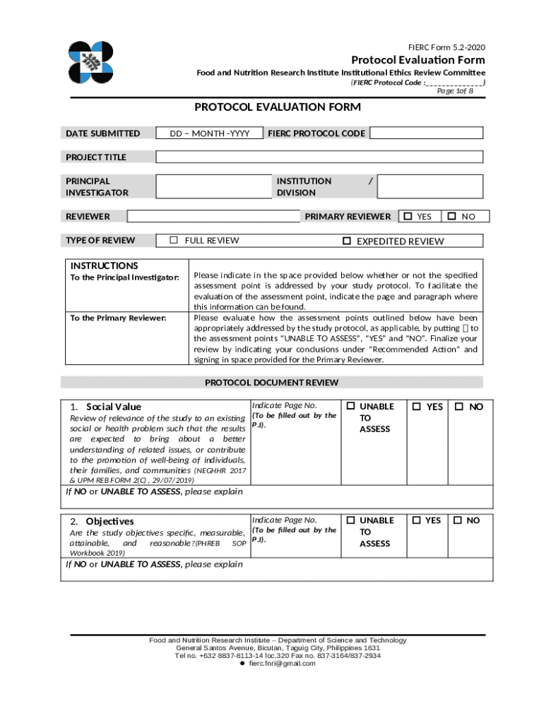 Protocol Evaluation Doc Template | pdfFiller