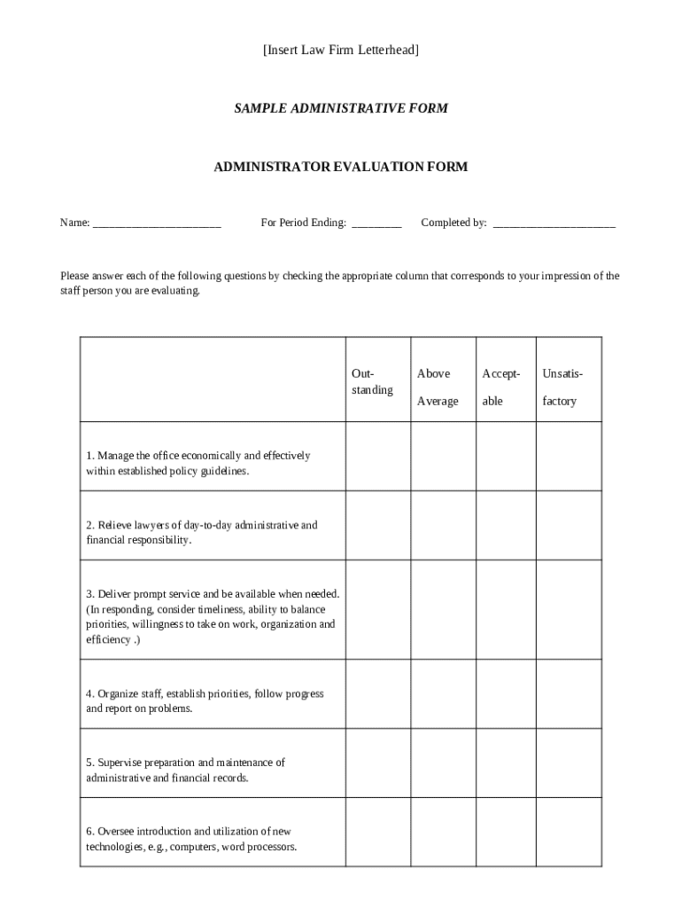 Administrator Evaluation Doc Template | pdfFiller