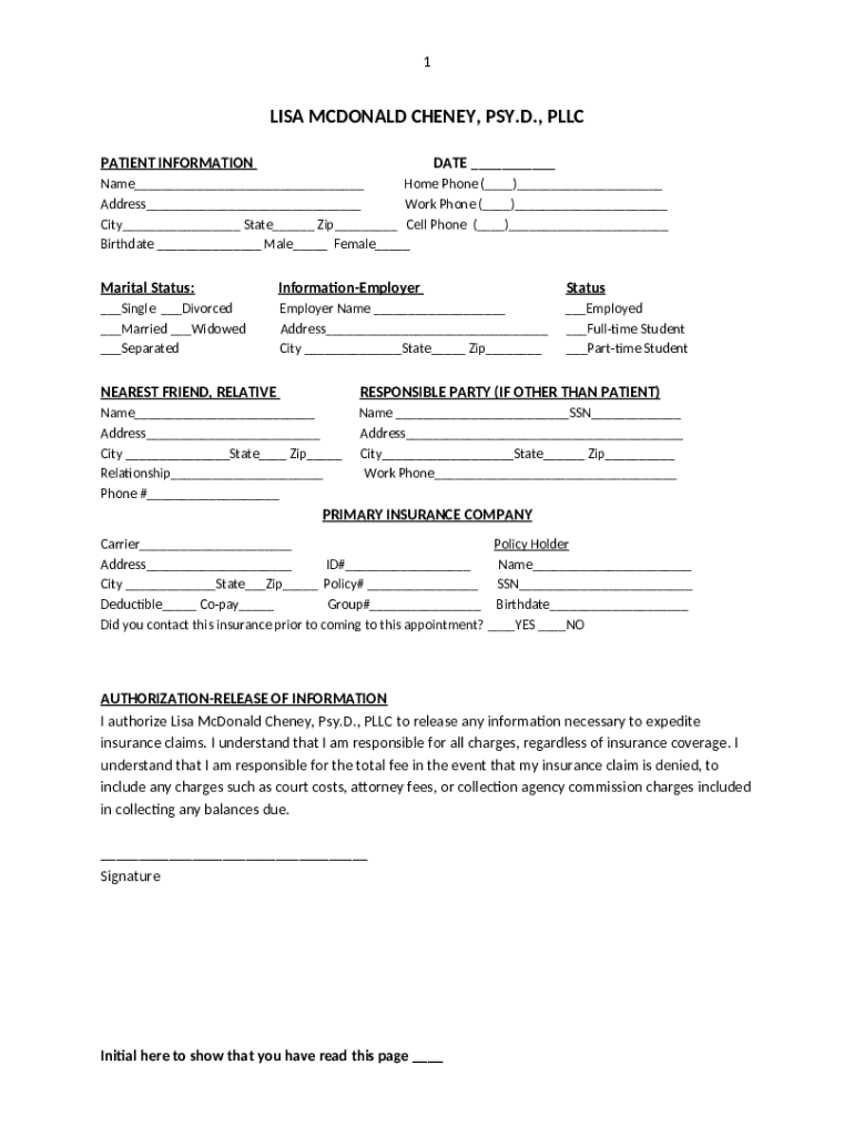 Patient Ination Doc Template | pdfFiller