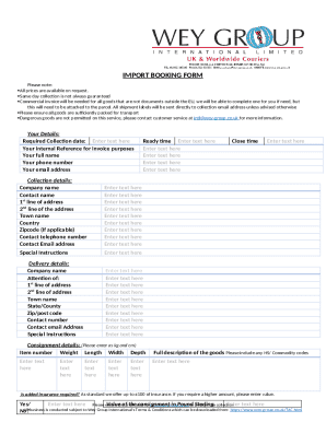 Import_booking_ Doc Template | pdfFiller