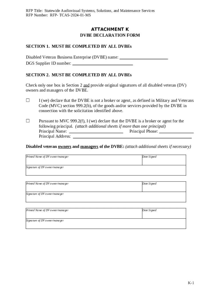 Dvbe Declaration Doc Template | pdfFiller