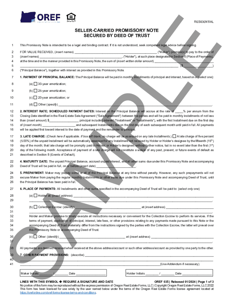 Fillable Online 2024 Seller-carried Promissory Note Secured by Deed of Trust Fax Email Print ...