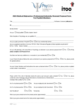 2024 Medical Malpractice / Professional Indemnity Renewal Proposal Doc ...