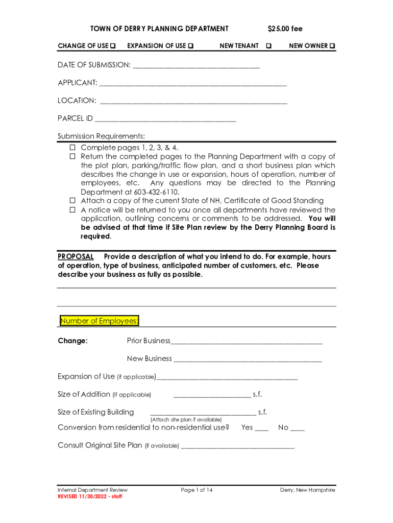 Fillable Online the Change of Use form Fax Email Print - pdfFiller