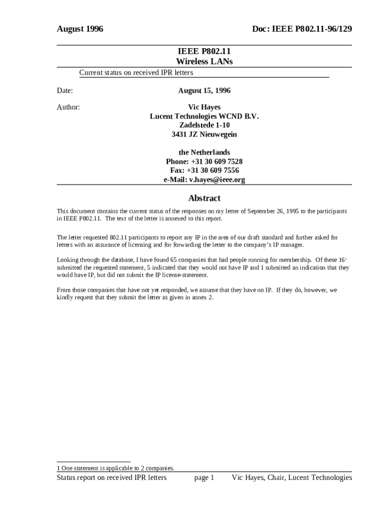 Ieee P802.11 Ipr Letter Status Update - grouper ieee Doc Template | pdfFiller