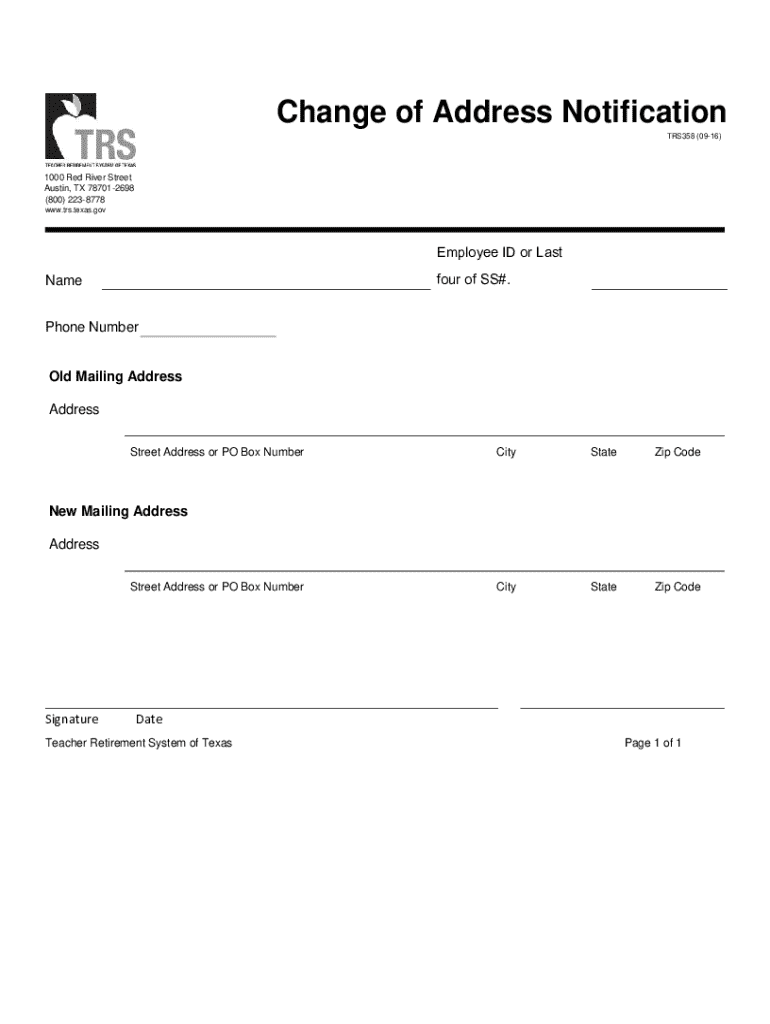 Fillable Online TRS-Change-of-Address-Notification.pdf Fax Email Print - pdfFiller