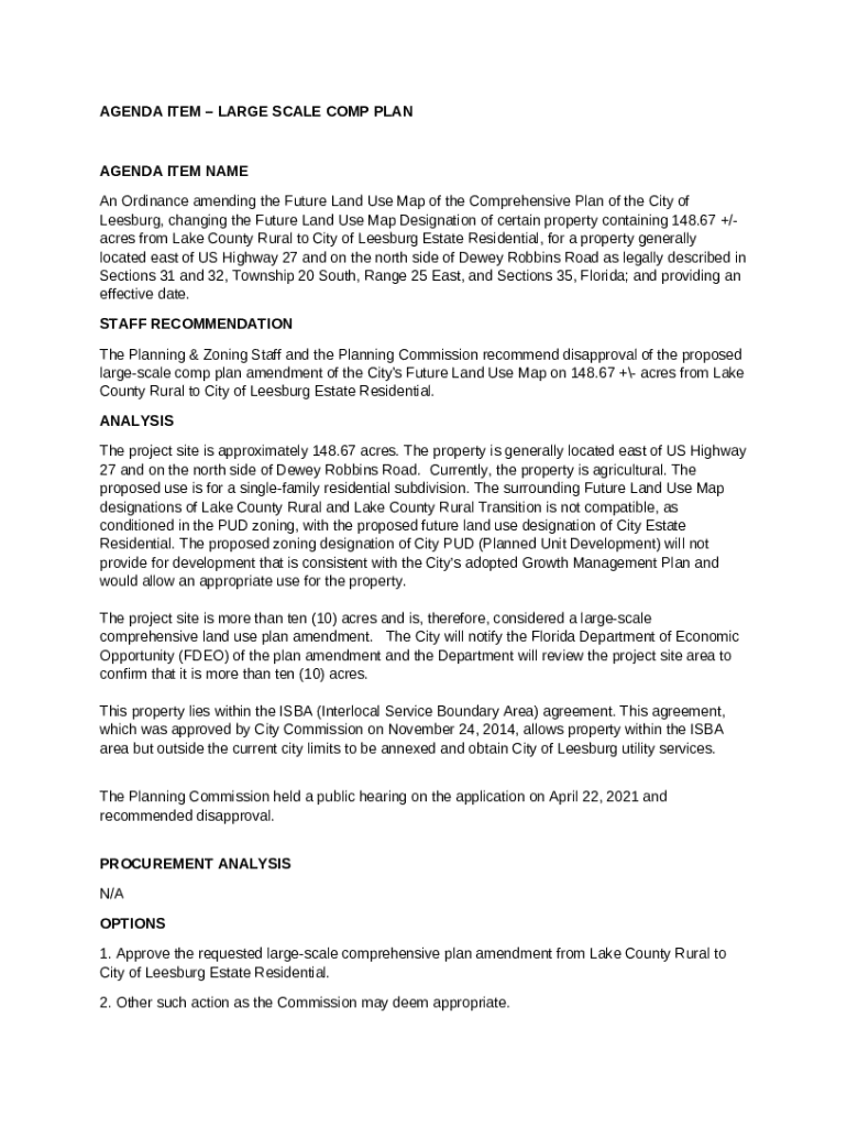 Large Scale Comprehensive Plan Amendment - ftp leesburgflorida Doc Template | pdfFiller