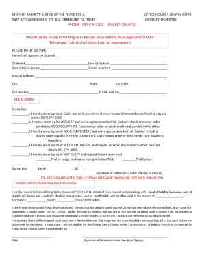 Defendant Plea Doc Template | pdfFiller