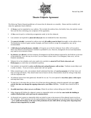 Theatre Etiquette Agreement Doc Template | pdfFiller