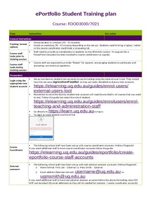 Eportfolio Student Training Plan - elearning uq edu Doc Template ...