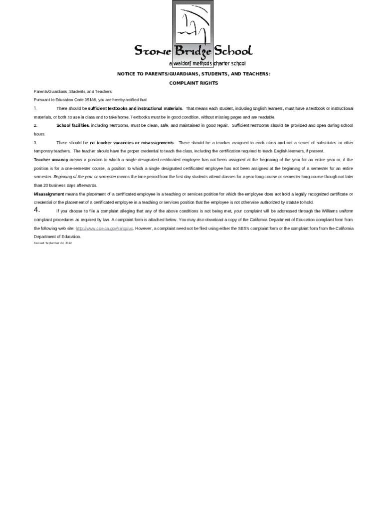 Notice to Parents/Guardians, Students, and Teachers Doc Template ...