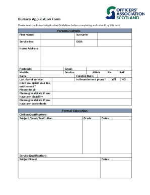 Bursary Application Doc Template | pdfFiller