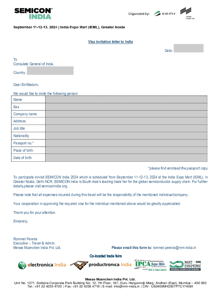 Fillable Online Sample India Invitation Letter Fax Email Print - pdfFiller