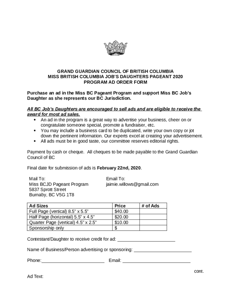 Miss-BCJD-Pageant-Program-Ad-Sales--2020- ... Doc Template | pdfFiller
