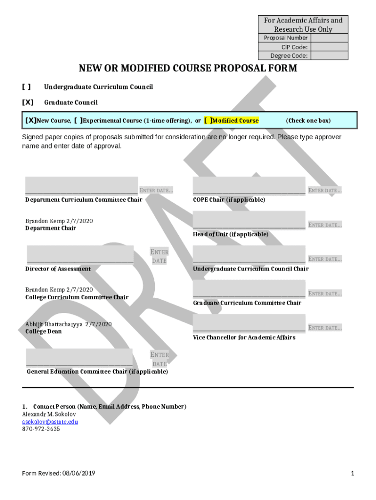 New or Modified Course Proposal Doc Template | pdfFiller