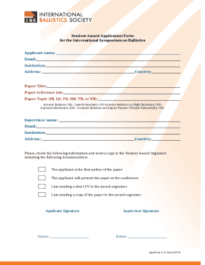 Student Award Application Doc Template | pdfFiller