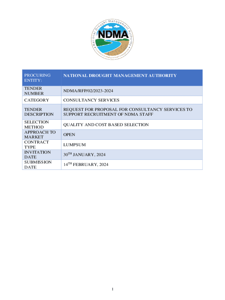 Fillable Online Tenders - NDMA - National Drought Management Authority Fax Email Print - pdfFiller