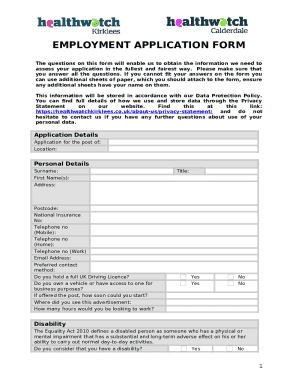 Employment Application Doc Template | pdfFiller