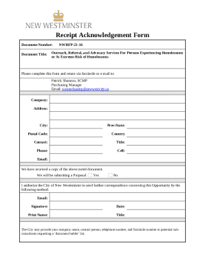 Receipt Acknowledgement Doc Template | pdfFiller