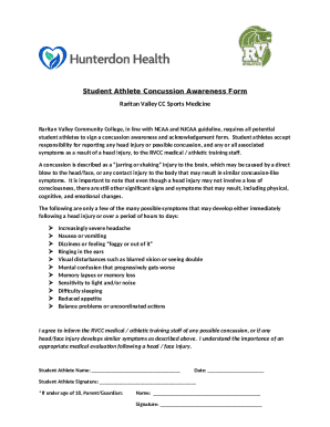 Student Athlete Concussion Awareness Doc Template | pdfFiller